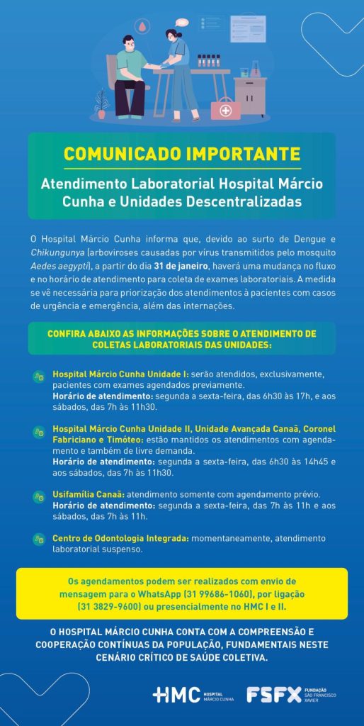 Comunicado Importante - Atendimento Laboratorial Hospital Márcio Cunha ...